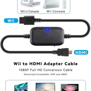 Wii to HDMI Adapter Cable [1080P/720P] Wii HDMI Picture Quality Upscaler Resolution Enhancer Wii 2 HDMI Converter Supports All Display Modes Compatible with Wii/Wii U Console (6.56FT, Plug & Play)