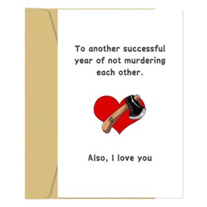 zoytonky funny birthday card for husband wife, humorous birthday card for him her, naughty anniversary card for women men, to another successful year of not murdering each other