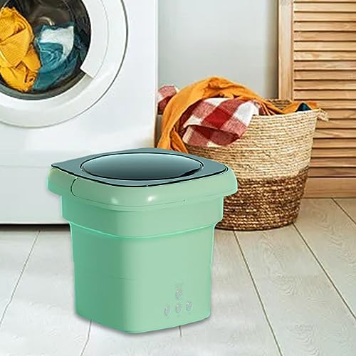 Portable Foldable Washing Machine, Compact Small Washer Lightweight 36W Mini Clothes Washer for Laundry Travel Apartment Sock Baby Clothes, green