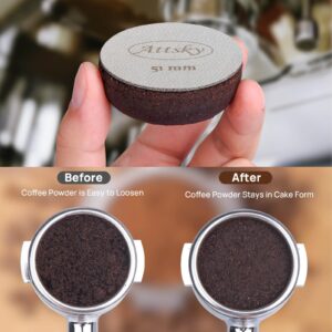 Attsky 51mm Espresso Puck Screen, Espresso Filter for 51mm Portafilter Filter Basket, Reusable Espresso Screen with 1.7mm Thickness 150μm 316 Stainless Steel