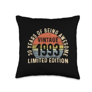 vintage 1993 30th birthday limited edition turn 30 year old throw pillow