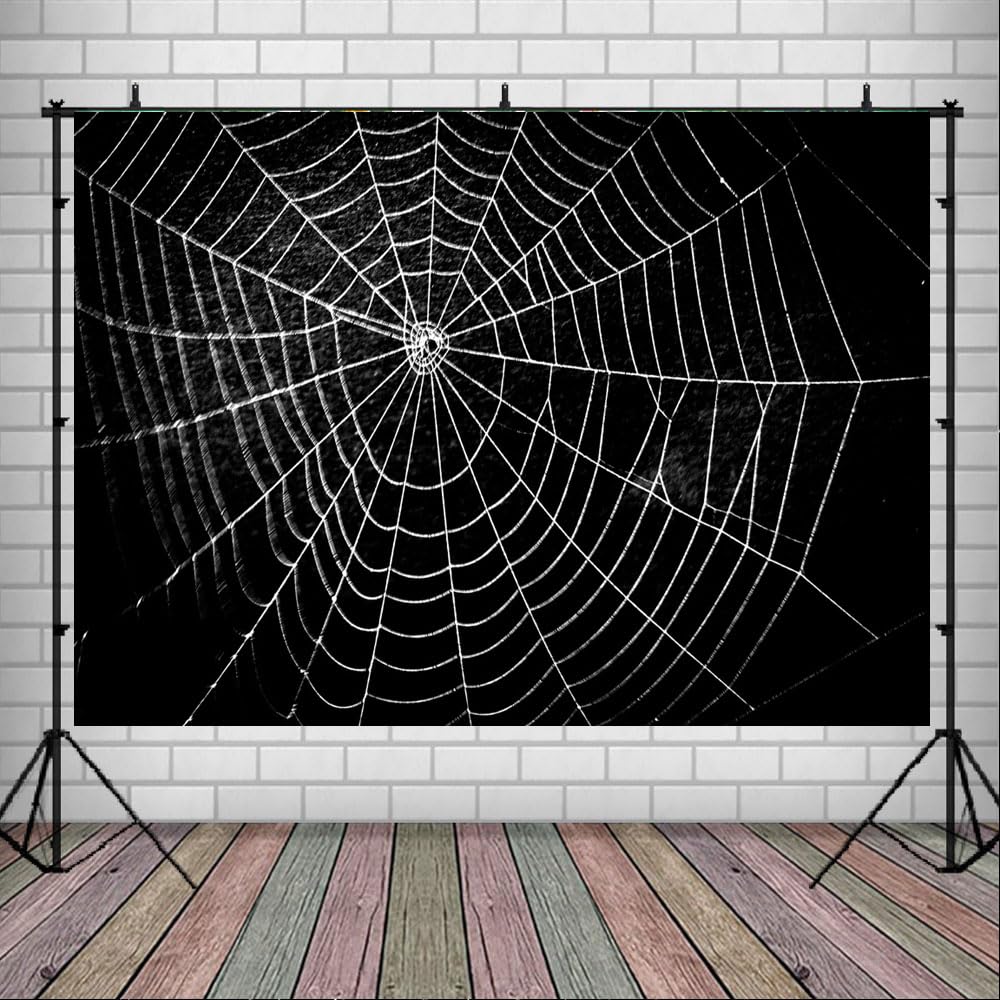 Lofaris Halloween Spider Web Backdrop Black Horrible Birthday Baby Shower Bridal Party Spooky Decorations Banner Photography Background Pink Ghost Spider Web Bat Horrible Party Photoshoot 9x6ft