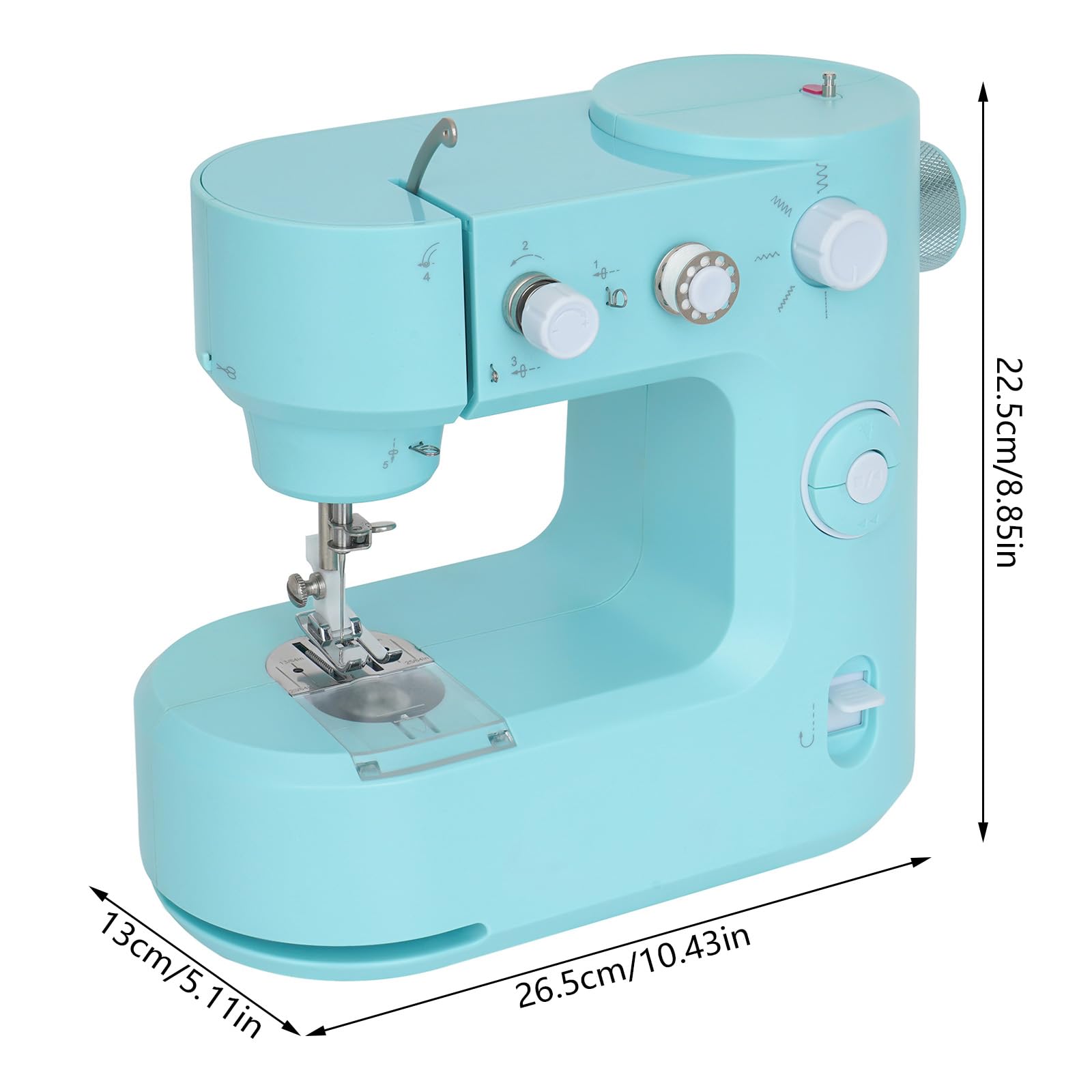 Multifunctional Sewing Machine, Stitch Travel Recharge Portable Craft Home Diy, Simple & Easy To Use, Perfect For Beginners, Electric & Pedal LED Homeuse Machine w/Free-Arm (Blue)