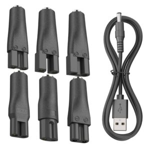 7 pcs power cord 5v replacement charger usb adapter set compatible with a various types of electric hair clippers,beard trimmers,shavers,beauty instruments, electric hairdressers,desk lamps,purifiers