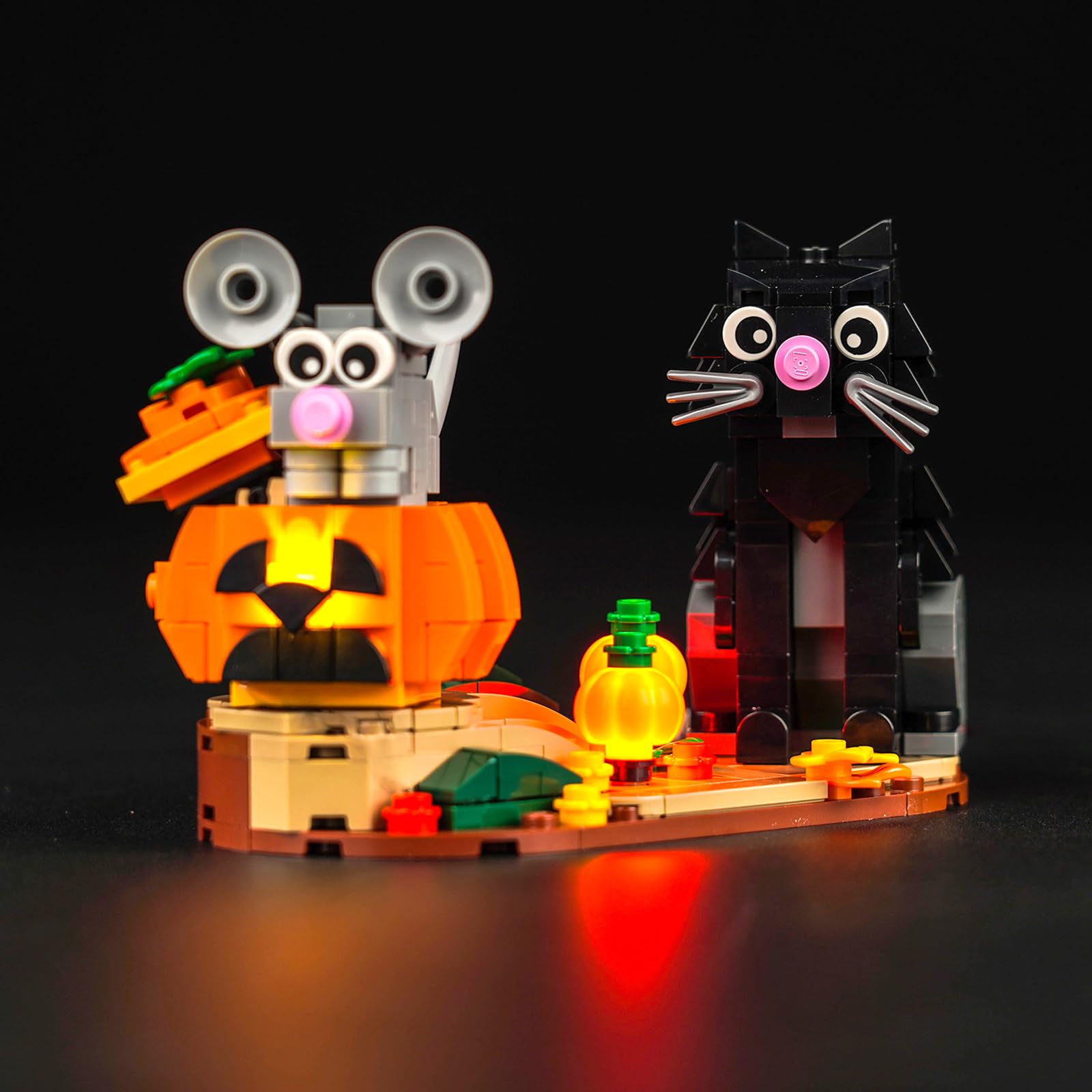 LocoLee LED Light Kit for Lego Halloween Cat and Mouse 40570, Upgraded Pumpkin Lighting Set Accessories Compatible with Lego 40570 Building Set (Lights Only, No Models)