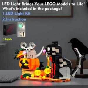 LocoLee LED Light Kit for Lego Halloween Cat and Mouse 40570, Upgraded Pumpkin Lighting Set Accessories Compatible with Lego 40570 Building Set (Lights Only, No Models)