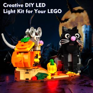 LocoLee LED Light Kit for Lego Halloween Cat and Mouse 40570, Upgraded Pumpkin Lighting Set Accessories Compatible with Lego 40570 Building Set (Lights Only, No Models)