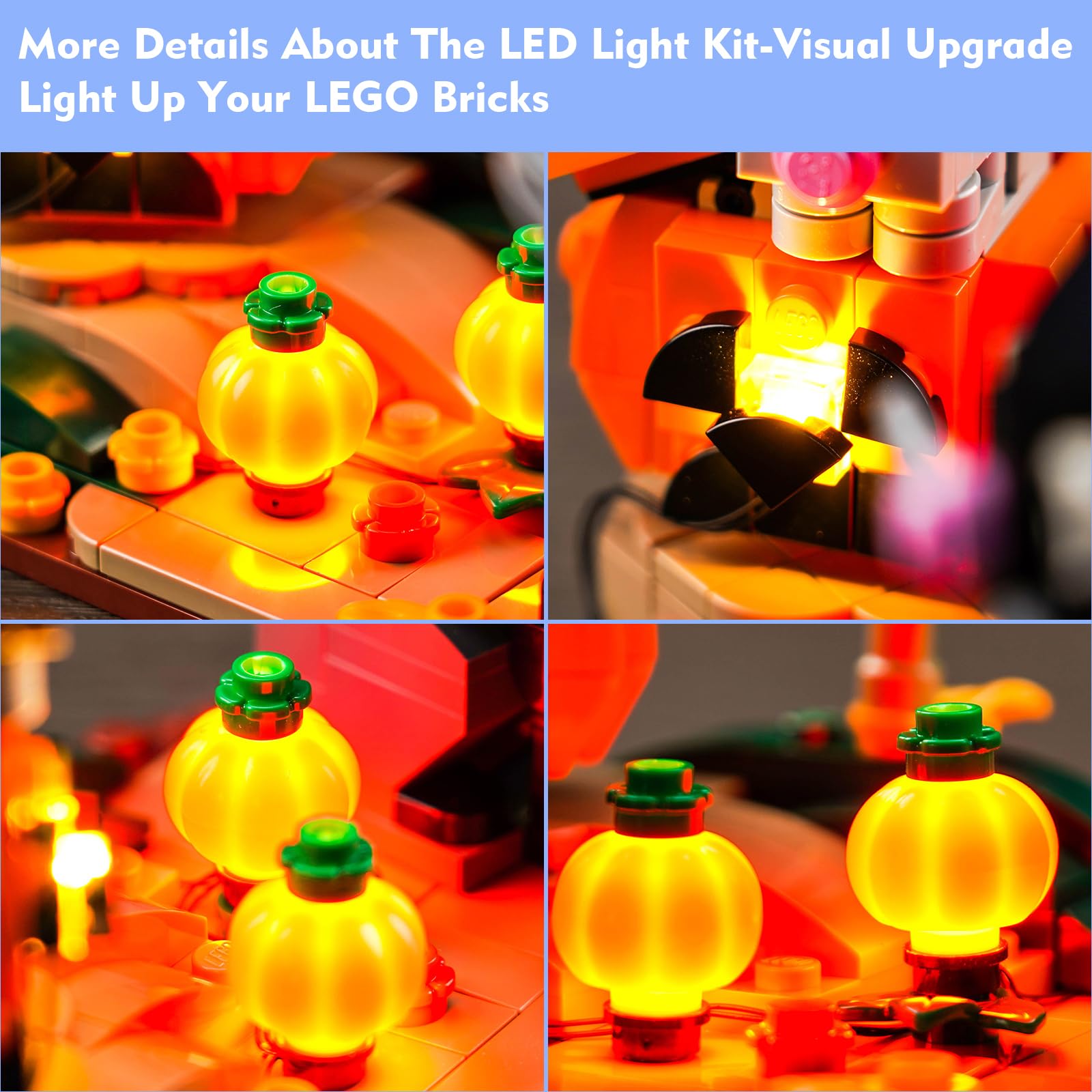 LocoLee LED Light Kit for Lego Halloween Cat and Mouse 40570, Upgraded Pumpkin Lighting Set Accessories Compatible with Lego 40570 Building Set (Lights Only, No Models)