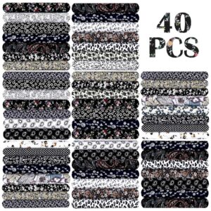 ganeen 40 pcs 20" x 20" quilting cotton fabric squares patchwork fabrics cotton printed craft fabric patchwork bundles quilting fabric craft fat quarters for diy sewing cloths craft patchwork(black)