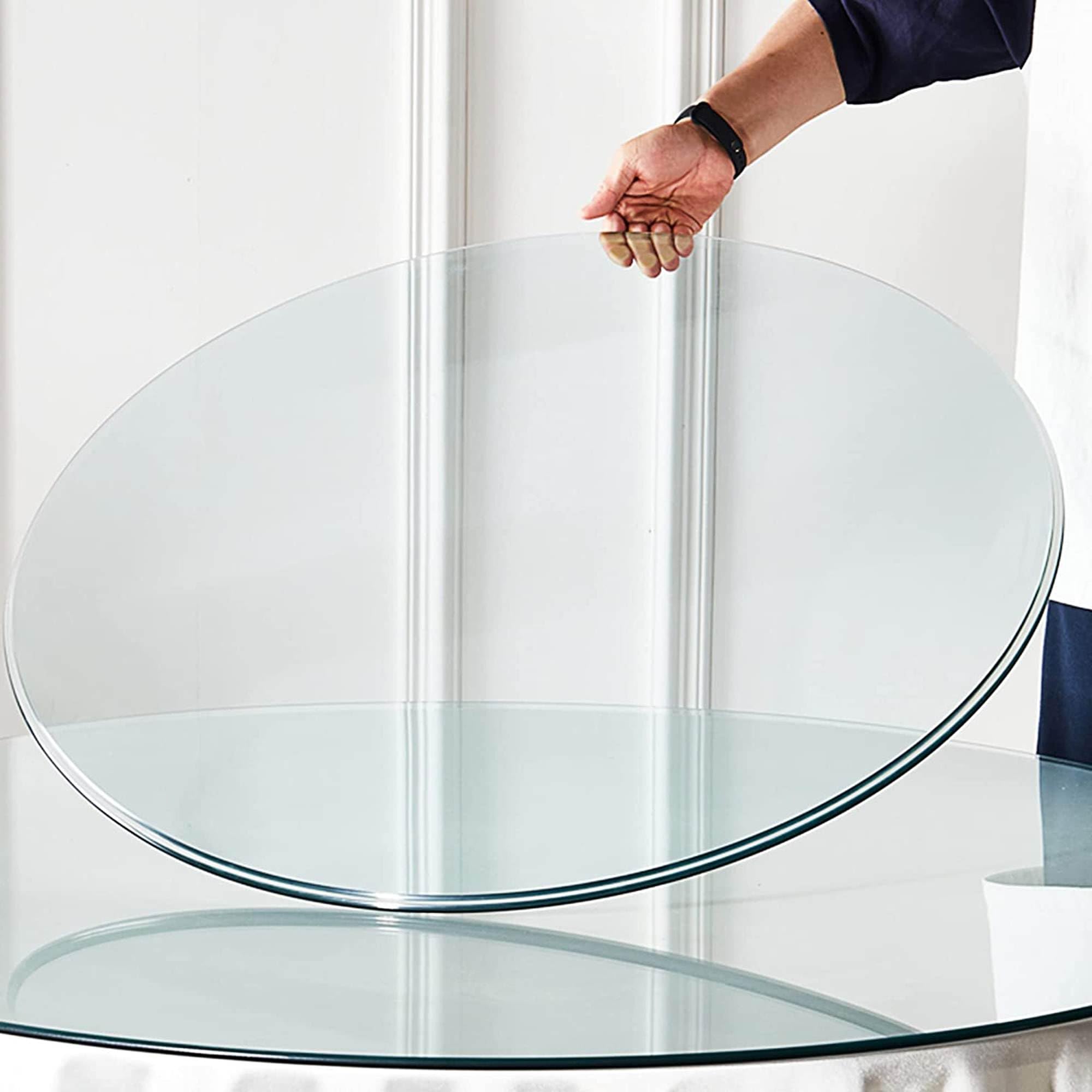 Btikita 28" Tempered Glass Table Top Round Transparent Table Surface 1/4" Thick Flat Polished Edge Multipurpose for Home Office Glass Countertop (28 inch)