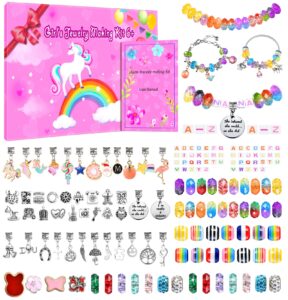 girls charm bracelet making kit - 166 pcs unicorn charms bracelets kits kids jewelry supplies make set diy art craft set creative toys birthday gifts for age 5 6 7 8 9 10 11 12 year old girl children