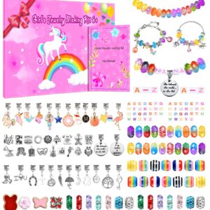 Girls Charm Bracelet Making Kit - 166 Pcs Unicorn Charms Bracelets Kits Kids Jewelry Supplies Make Set DIY Art Craft Set Creative Toys Birthday Gifts for Age 5 6 7 8 9 10 11 12 Year Old Girl Children