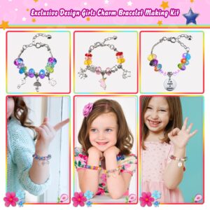 Girls Charm Bracelet Making Kit - 166 Pcs Unicorn Charms Bracelets Kits Kids Jewelry Supplies Make Set DIY Art Craft Set Creative Toys Birthday Gifts for Age 5 6 7 8 9 10 11 12 Year Old Girl Children