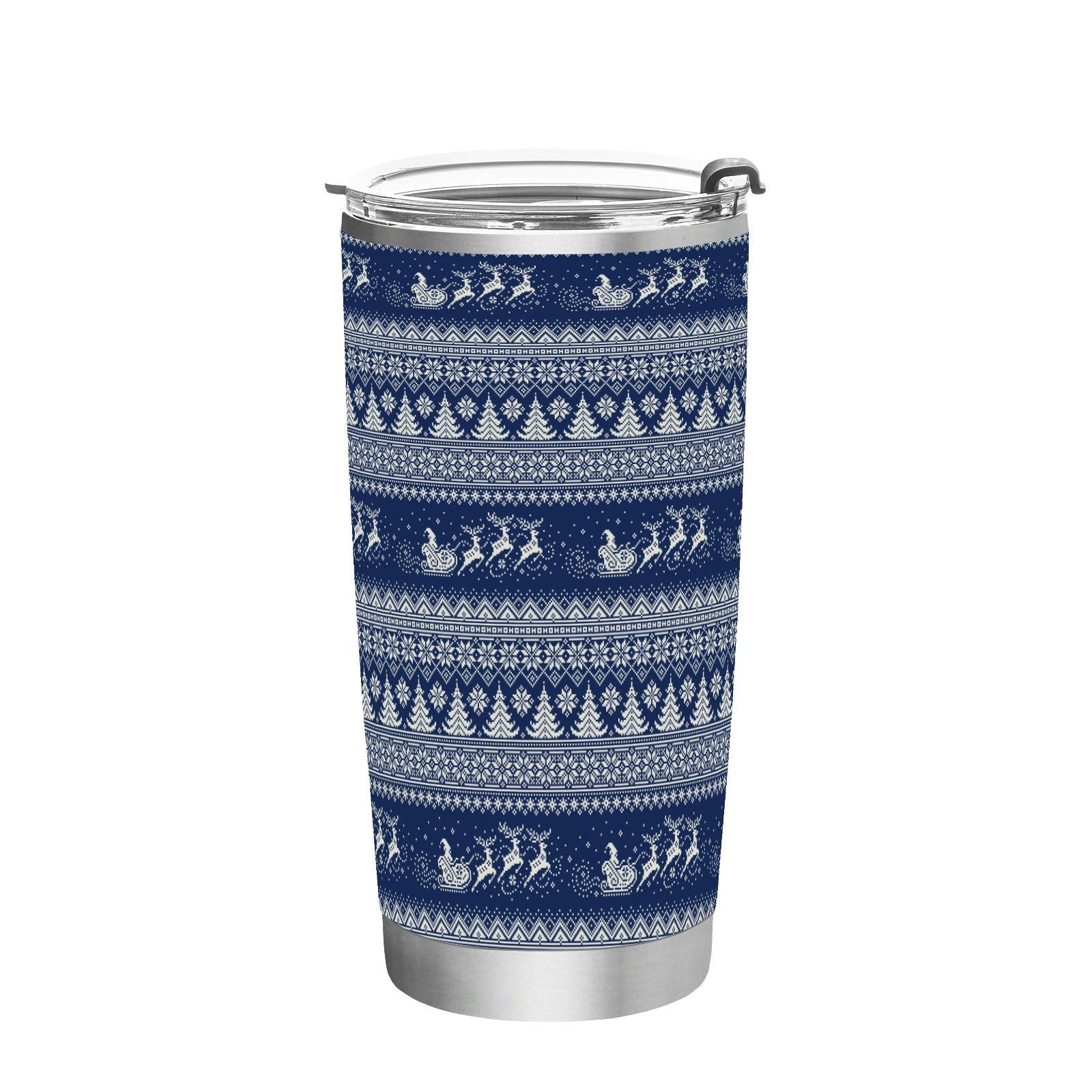 Jihqo Christmas Bohemian Pattern Tumbler with Lid and Straw, Insulated Stainless Steel Tumbler Cup, Double Walled Travel Coffee Mug Thermal Vacuum Cups for Hot & Cold Drinks 20oz