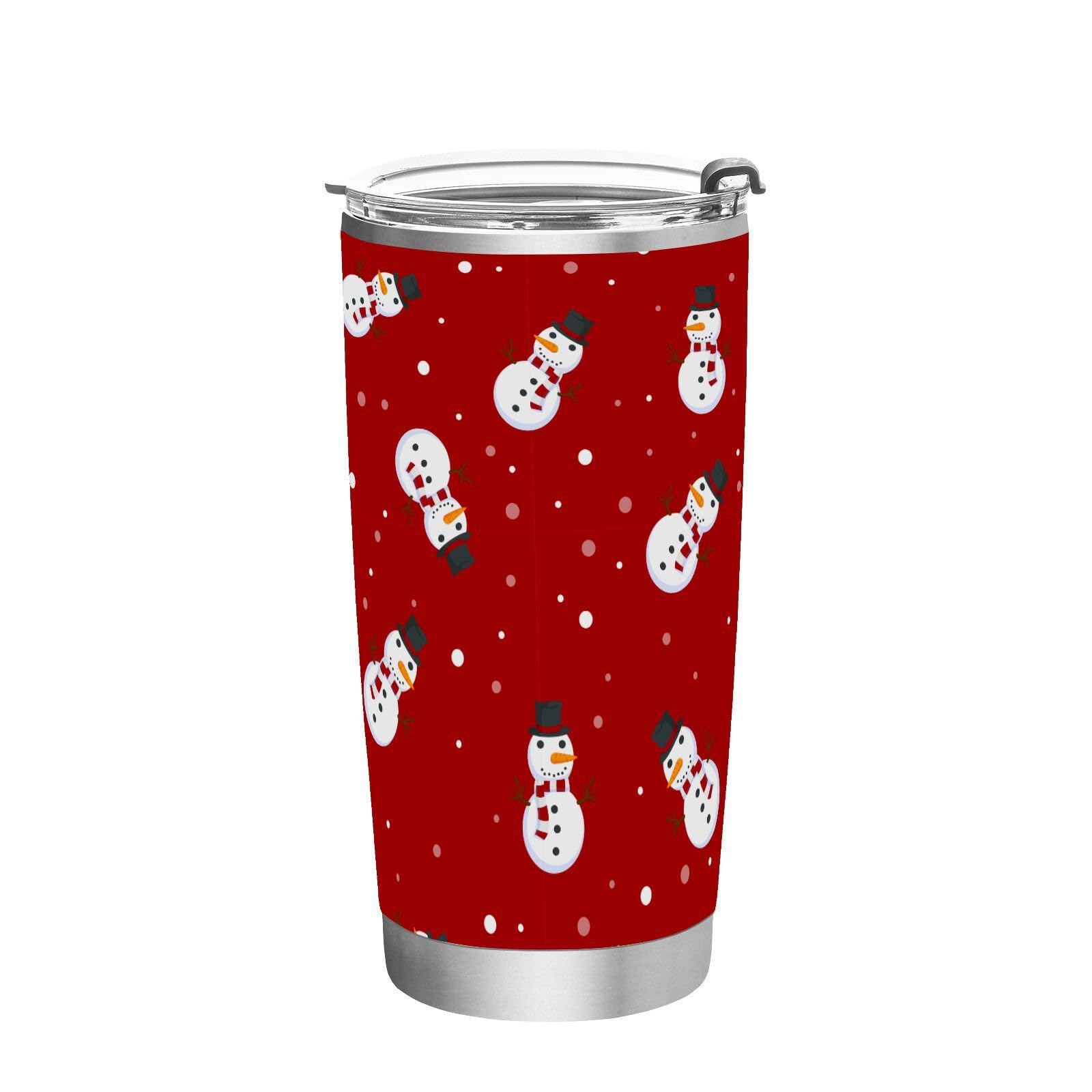 Jihqo Christmas Winter Snowman Tumbler with Lid and Straw, Insulated Stainless Steel Tumbler Cup, Double Walled Travel Coffee Mug Thermal Vacuum Cups for Hot & Cold Drinks 20oz