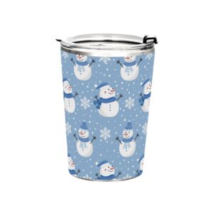 jihqo christmas snowman snowflakes tumbler with lid and straw, insulated stainless steel tumbler cup, double walled travel coffee mug thermal vacuum cups for hot & cold drinks 12oz