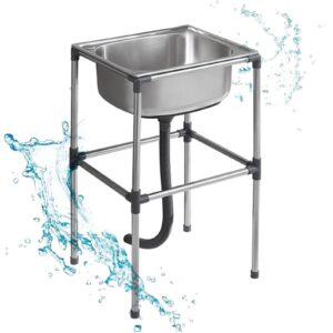 mobile sink, stainless steel commercial sink, free standing kitchen sink single bowl, portable outdoor sink no with faucet, for bar restaurant laundry hotel and home (size : 37x31x60cm/14.5x12.2x23.6