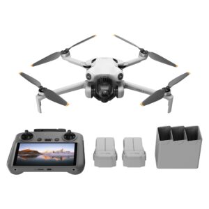 dji mini 4 pro fly more combo with dji rc 2, mini drone with 4k hdr video, under 0.549 lbs/249 g, 3 batteries for up to 102 mins flight time, smart return to home, drone with camera for beginners