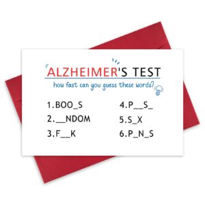 leinessy funny alzheimer's test birthday card, rude adult greeting card for friend, creative just because card