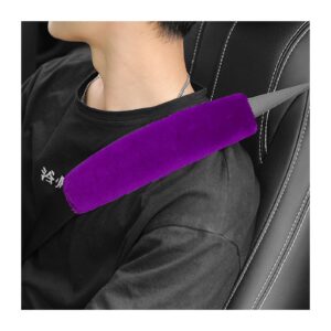 ziciner 2 packs car seatbelt covers shoulder pad, universal soft faux sheepskin shoulder cover for comfortable driving, fluffy seat belt protector help to protect your neck and shoulder (purple)