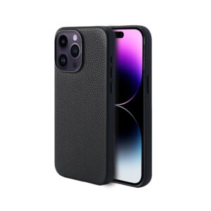 inunion genuine leather case for iphone 15 pro (2023) with magsafe function, top litchi grain leather magnetic phone proctective case for (iphone 15 pro) 6.1 inch (black, iphone 15 pro)