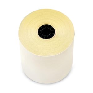 (25 Rolls) 3'' x 95' White/Canary 2 Ply Carbonless Kitchen Printer Paper Cash Register Receipt Rolls for SP2000, UP389, 480, 220, 250, 900, 07901, 07706