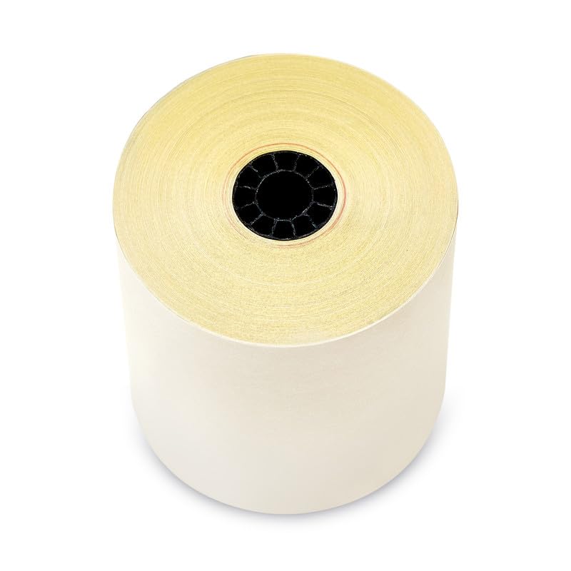 (25 Rolls) 3'' x 95' White/Canary 2 Ply Carbonless Kitchen Printer Paper Cash Register Receipt Rolls for SP2000, UP389, 480, 220, 250, 900, 07901, 07706