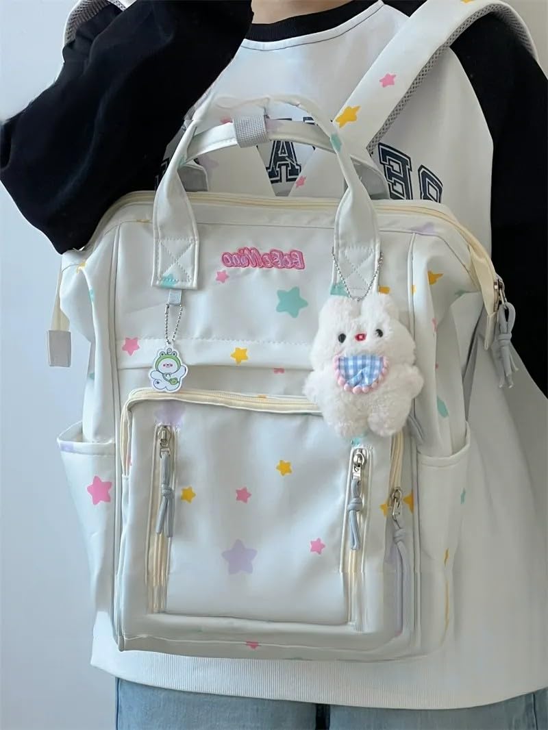 irLocy Star Backpack Y2K Backpack College Backpack Cute Preppy Backpack Aesthetic Backpack Y2K Accessories (beige)