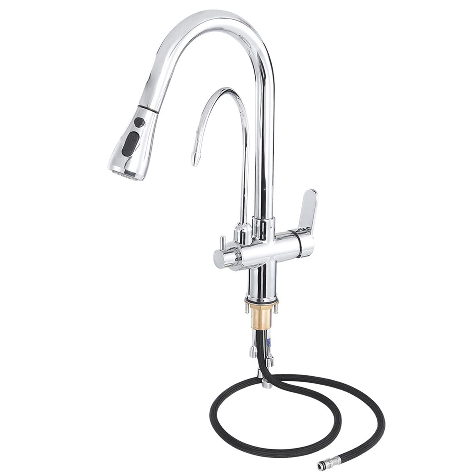 Aqur2020 G1/2 Modern 3 in 1 Filter Purifier Kitchen Faucet Double Handle PullOut Sink Hot Cold Water Tap Touch on Kitchen Sink Faucets