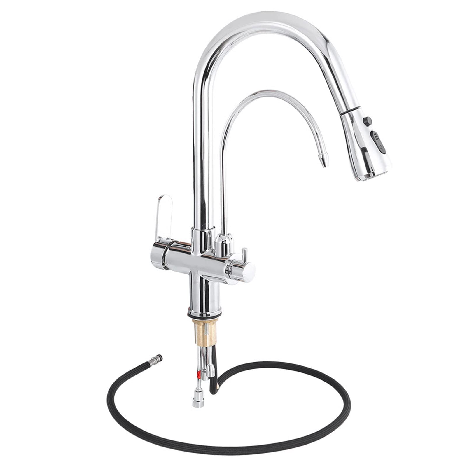 Aqur2020 G1/2 Modern 3 in 1 Filter Purifier Kitchen Faucet Double Handle PullOut Sink Hot Cold Water Tap Touch on Kitchen Sink Faucets