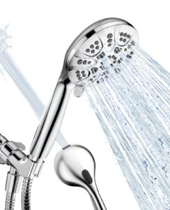 jdo shower head with handheld, high pressure handheld shower head 7 settings, detachable shower head set with stainless steel hose and shower bracket (chrome)