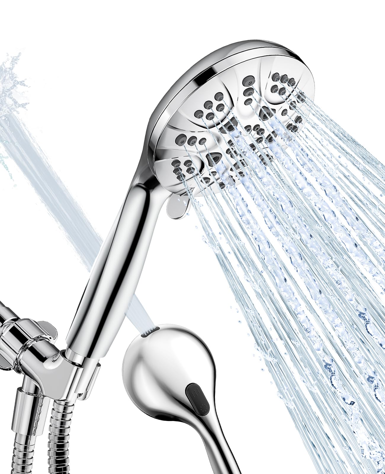 JDO Shower Head with Handheld, High Pressure Handheld Shower Head 7 Settings, Detachable Shower Head Set with Stainless Steel Hose and Shower Bracket (Chrome)