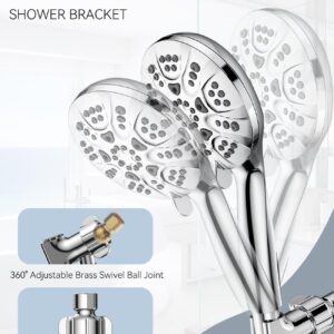 JDO Shower Head with Handheld, High Pressure Handheld Shower Head 7 Settings, Detachable Shower Head Set with Stainless Steel Hose and Shower Bracket (Chrome)