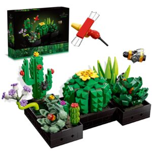 vocrev succulents flowers building sets compatible with lego sets for adult, tiny succulent flower plant home décor, botanical collection, ideas gifts for girls women flower-lovers, 590 pieces