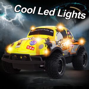 Giociiol Remote Control Car, 1/24 Scale Light Up Racing Car Toys, RC Car for Kids with Cool Led Lights, Hobby RC Cars Toys Birthday Gifts for 3 4 5 6 7 8 Year Old Boys Girls