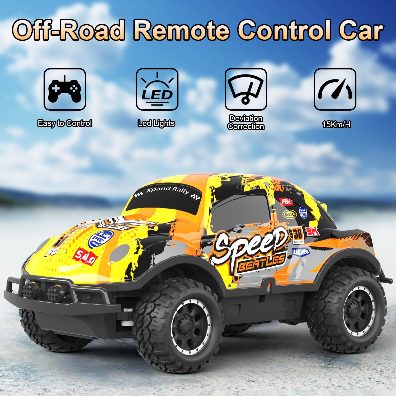 Giociiol Remote Control Car, 1/24 Scale Light Up Racing Car Toys, RC Car for Kids with Cool Led Lights, Hobby RC Cars Toys Birthday Gifts for 3 4 5 6 7 8 Year Old Boys Girls