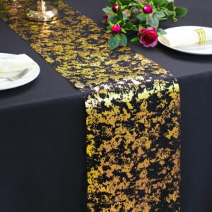 snowkingdom black and gold table runner 49 feet 588 inches golden metallic table centerpieces foil runners party decorations glitter for wedding birthday shower christmas thanksgiving anniversary