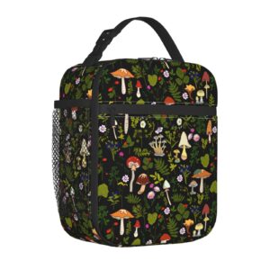 greatreme mushrooms fungi nature lunch bag for men women, reusable insulated lunch bag portable lunch tote