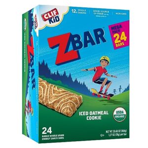 clif kid zbar - iced oatmeal cookie - soft baked whole grain snack bars - usda organic - non-gmo - plant-based - 1.27 oz. (24 pack)