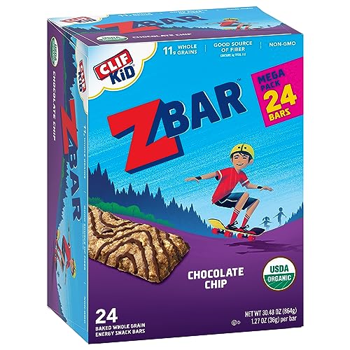 CLIF Kid Zbar - Chocolate Chip - Soft Baked Whole Grain Snack Bars - USDA Organic - Non-GMO - Plant-Based - 1.27 oz. (24 Pack)