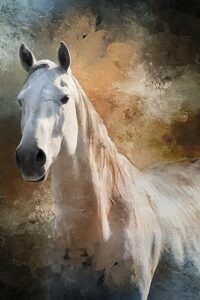 ghostly white horse quilt panel - ahs-009, size 12.5" x 20"; quality quilting cotton, digitally printed