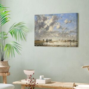 French Impressionist Landscape Oil Painting Sunset on The Coast Landscape Wall Art Wall Art Paintings Canvas Wall Decor Home Decor Living Room Decor Aesthetic 12x16inch(30x40cm) Frame-Style