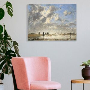 French Impressionist Landscape Oil Painting Sunset on The Coast Landscape Wall Art Wall Art Paintings Canvas Wall Decor Home Decor Living Room Decor Aesthetic 12x16inch(30x40cm) Frame-Style