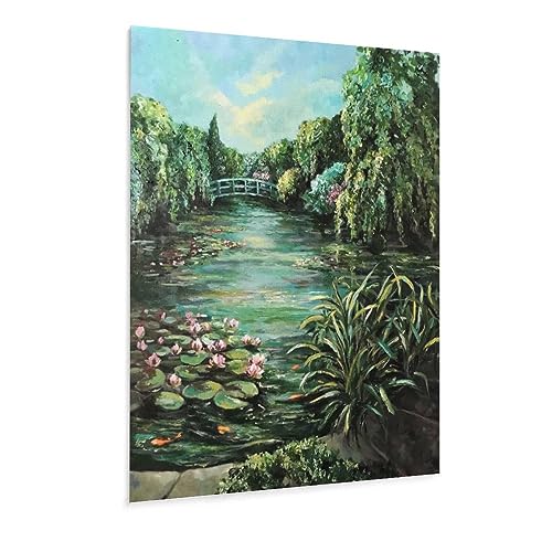 Summer Impressionism Famous Oil Painting Landscape Painting Trees Lotus River Green Wall Art Wall Art Paintings Canvas Wall Decor Home Decor Living Room Decor Aesthetic 12x16inch(30x40cm) Unframe-st