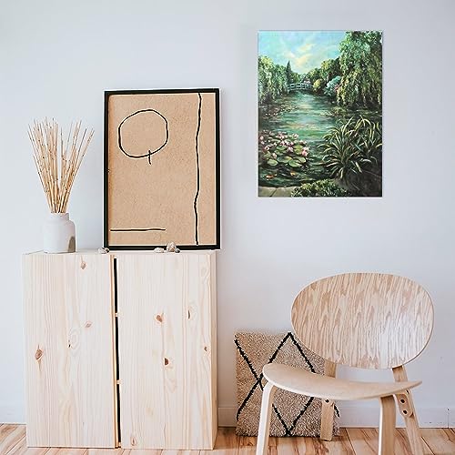 Summer Impressionism Famous Oil Painting Landscape Painting Trees Lotus River Green Wall Art Wall Art Paintings Canvas Wall Decor Home Decor Living Room Decor Aesthetic 12x16inch(30x40cm) Unframe-st