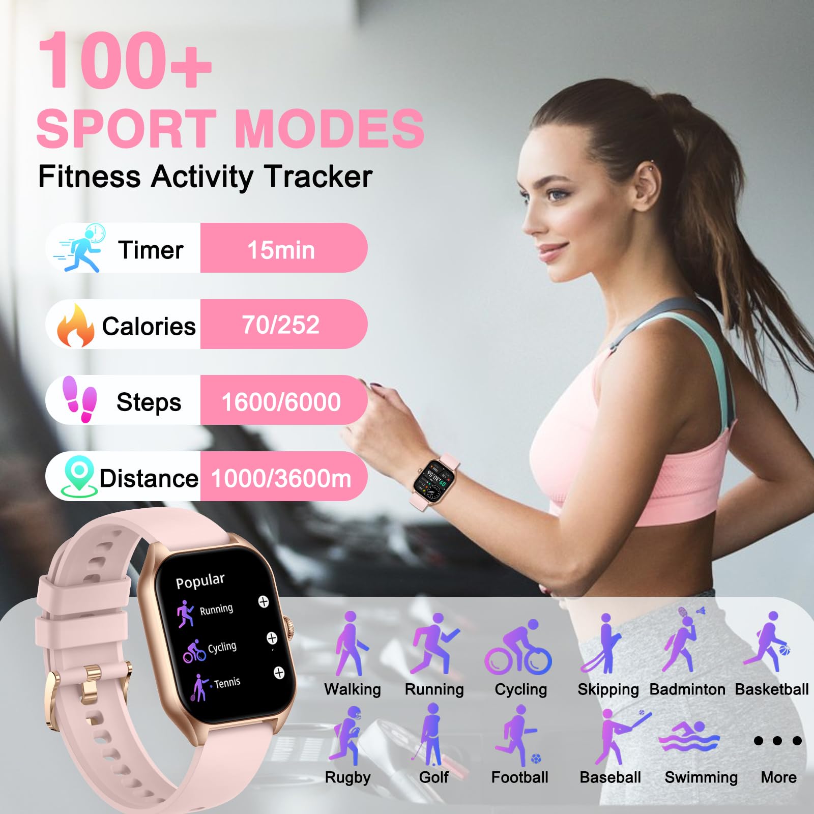 JYNZYUPO Smart Watch for Men Women,(Answer/Make Call) 1.84" Touch Screen Waterproof, 100+ Sport Modes, Fitness Activity Tracker, Heart Rate Sleep Monitor, Pedometer, Smart Watches for Android iOS