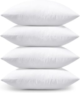 otostar 18x18 pillow inserts throw pillow inserts set of 4 18 x 18 inches bedding pillow inserts square white decorative throw pillows form pillow stuffer for couch sofa bed pillow filler (white)