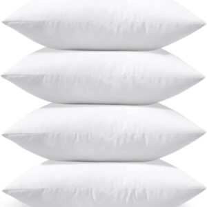 OTOSTAR 18x18 Pillow Inserts Throw Pillow Inserts Set of 4 18 x 18 Inches Bedding Pillow Inserts Square White Decorative Throw Pillows Form Pillow Stuffer for Couch Sofa Bed Pillow Filler (White)