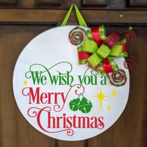 Christmas Stencil for Painting on Wood 12” Round Christmas Stencils Xmas Holiday Stencil Let It Snow Templates for Porch Door Decor