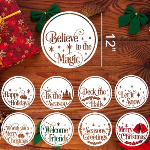 Christmas Stencil for Painting on Wood 12” Round Christmas Stencils Xmas Holiday Stencil Let It Snow Templates for Porch Door Decor